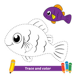 Trace and color for kids fish Royalty Free Vector Image