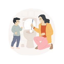 Flushing toilet isolated cartoon Royalty Free Vector Image
