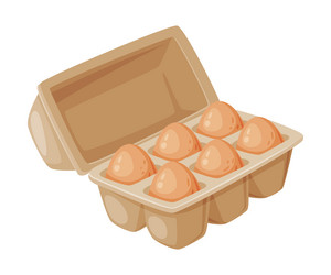 Whole raw uncooked egg with brown shell in carton Vector Image