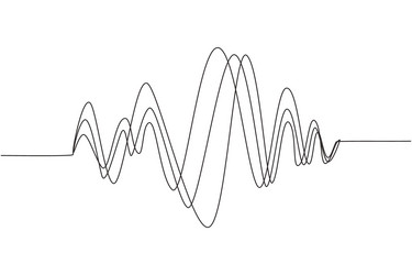 Continuous one line drawing sound waves audio Vector Image