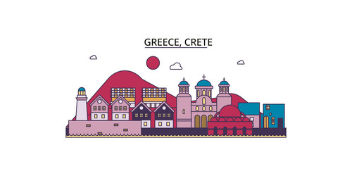 Greece crete tourism landmarks city Royalty Free Vector