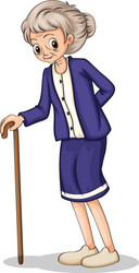 An old woman with a cane Royalty Free Vector Image