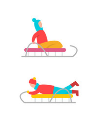 Sledge sled snow game pixel art Royalty Free Vector Image