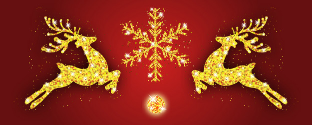 Christmas pattern gold deer and snowflake xmas Vector Image