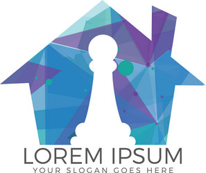 Chess king house logo design Royalty Free Vector Image