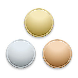 Empty medals blank round gold silver and bronze Vector Image