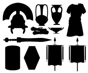 Collection ancient roman icons flat style Vector Image
