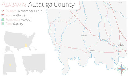 Map of autauga county in alabama Royalty Free Vector Image