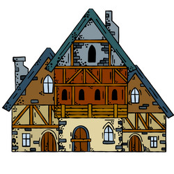 Medieval house village building Royalty Free Vector Image