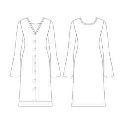 Template women long cardigan flat design outline Vector Image