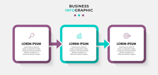 Business infographics presentation with 3 steps Vector Image