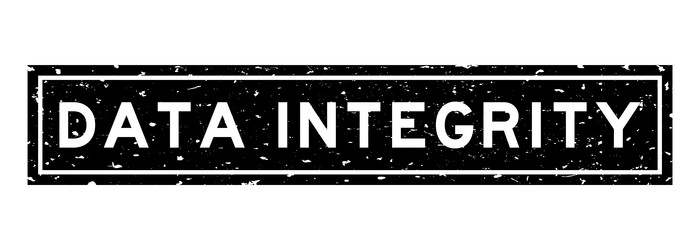 Grunge black data integrity word square rubber Vector Image