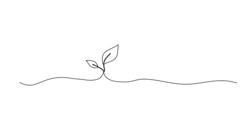 One continuous line growing sprout hand drawn Vector Image