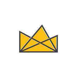 Crown linked triangles thin lines art logo Vector Image
