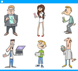 People and technology cartoon set Royalty Free Vector Image