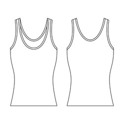 Template women tank top flat design outline Vector Image