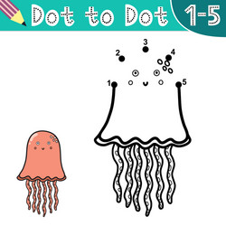 Connect the dots and draw a cute jellyfish Vector Image