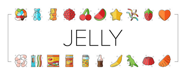 Jelly candy gummy bear fruit gum icons set Vector Image