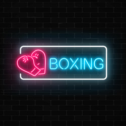Glowing neon boxing club sign in circle frames Vector Image