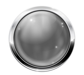 Black round glass button 3d icon with metal frame Vector Image