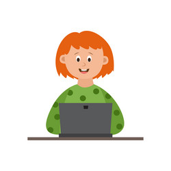 Cartoon Girl Typing on Computer Vector Images (over 760)