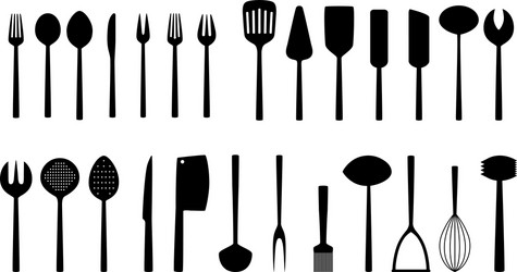 Kitchen shelves with cooking tools set Royalty Free Vector