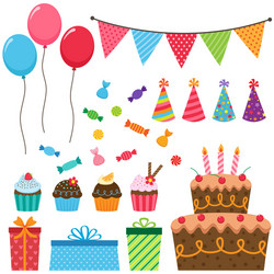 Birthday Party Decorations Set Royalty Free Vector Image