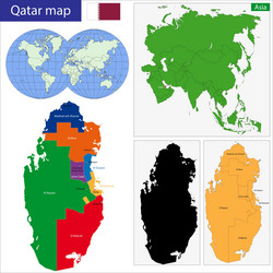 Highly detailed qatar map with borders isolated Vector Image