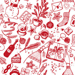 Seamless pattern merry christmas golden logo Vector Image