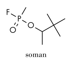 Soman nerve agent molecule chemical weapon Vector Image