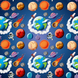 Border design with astronaut in space Royalty Free Vector