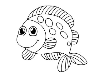 Cute fish outline coloring page isolated on white Vector Image