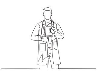 Single continuous line drawing of young smart Vector Image