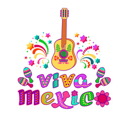 Viva mexico bright colorful cartoon letters Vector Image