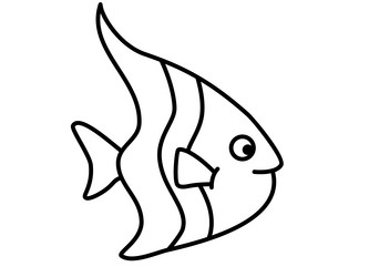 Cute fish outline coloring page isolated on white Vector Image