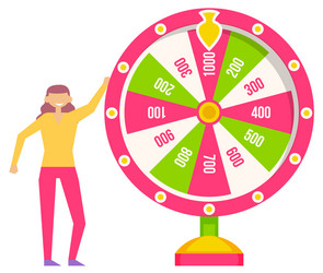 Game fortune wheel concept girl playing risk Vector Image