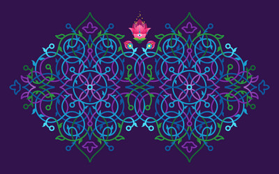 Psychedelic neon design in eastern style Vector Image