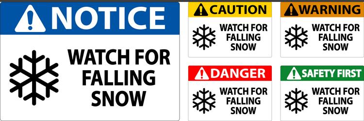 Warning sign watch for falling snow Royalty Free Vector