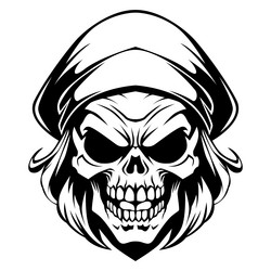 Angry skull with tuque drawing design black Vector Image