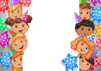 Birthday design banner with faces cute kids Vector Image