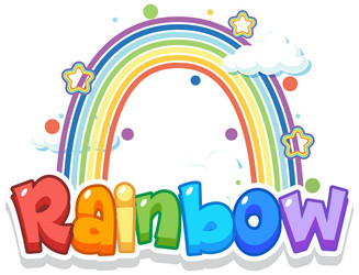 Rainbow word logo on round Royalty Free Vector Image