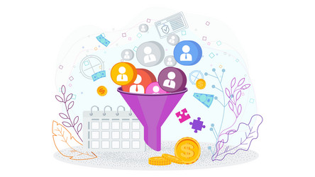 Sales funnel concept attracting potential Vector Image