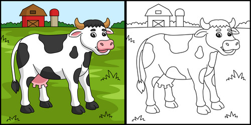 Cow cartoon colored clipart Royalty Free Vector Image