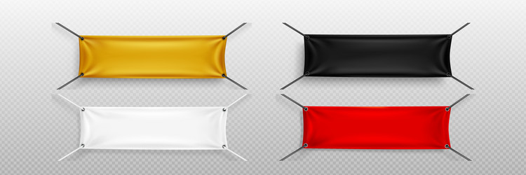 Realistic set of fabric banners hanging on ropes Vector Image