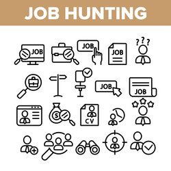Recruitment career job icon set in thin line Vector Image