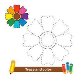 Trace and color for kids flower Royalty Free Vector Image