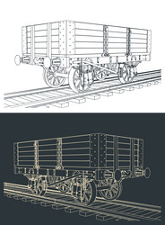 5 plank coal wagon blueprints Royalty Free Vector Image