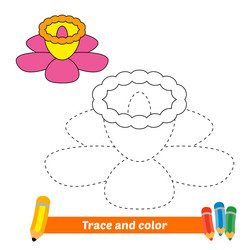 Trace and color for kids flower Royalty Free Vector Image