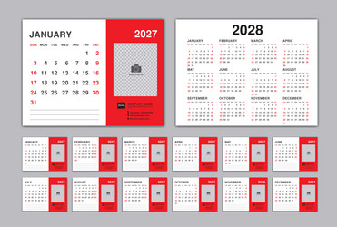 Calendar 2027 template- planner 20267 year Vector Image