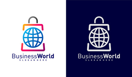 World shop logo template creative Royalty Free Vector Image